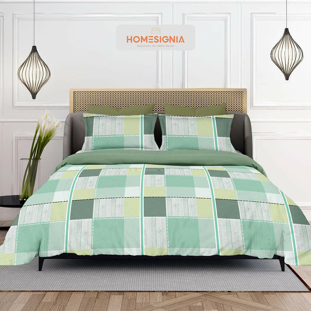 Pastel Green Plaid King Size Bedsheet – Homesignia